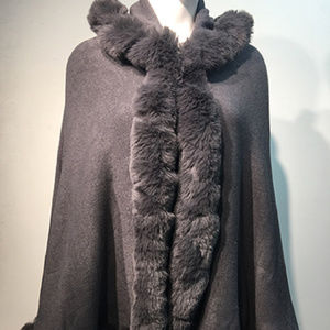 Accessories | Womens Faux Fur Poncho Hooded Cape | Poshmark